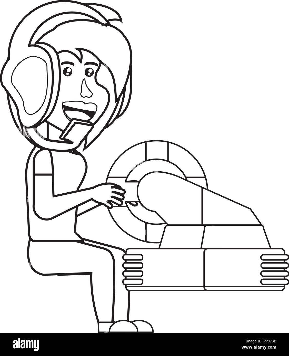 Girl Playing Video Games Drawing