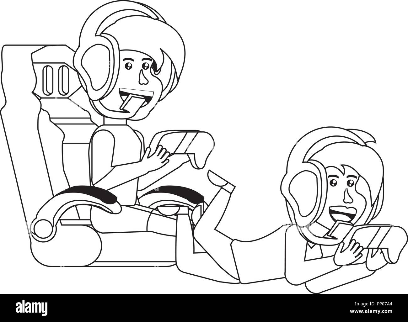 Kids Playing Video Games Drawing