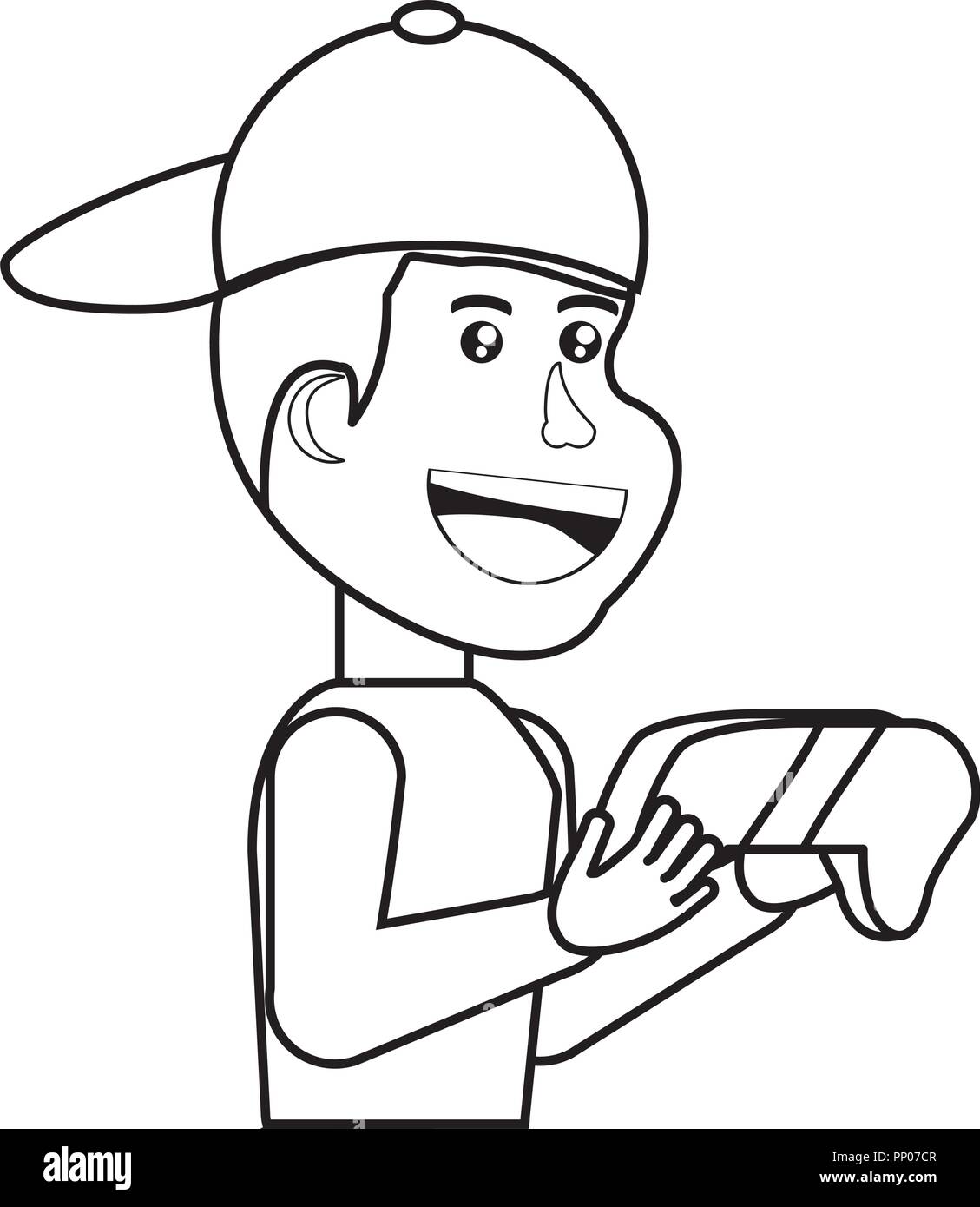 cartoon boy with videogame controller over white background, vector ...