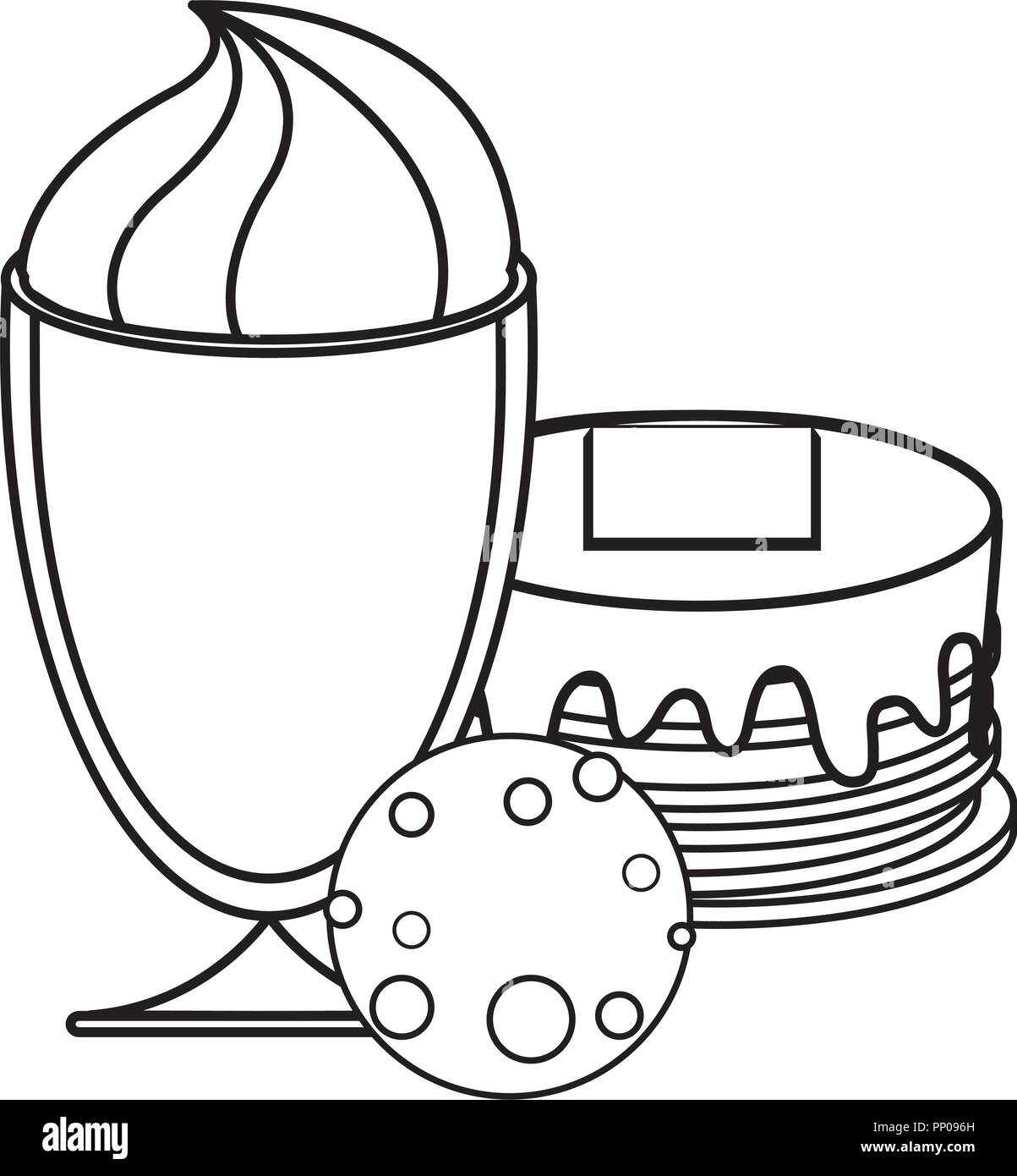 kawaii pancakes with milkshake over white background, vector ...