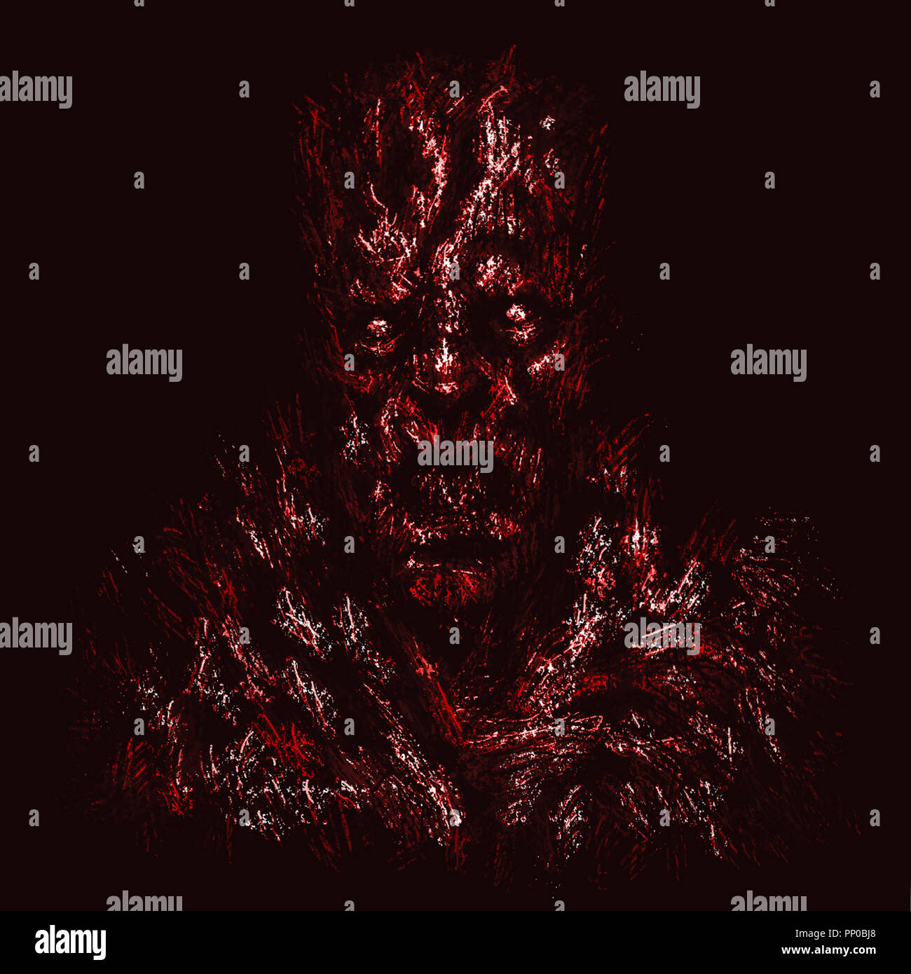 Bloody zombie red concept. Illustration in genre of horror. Red ...