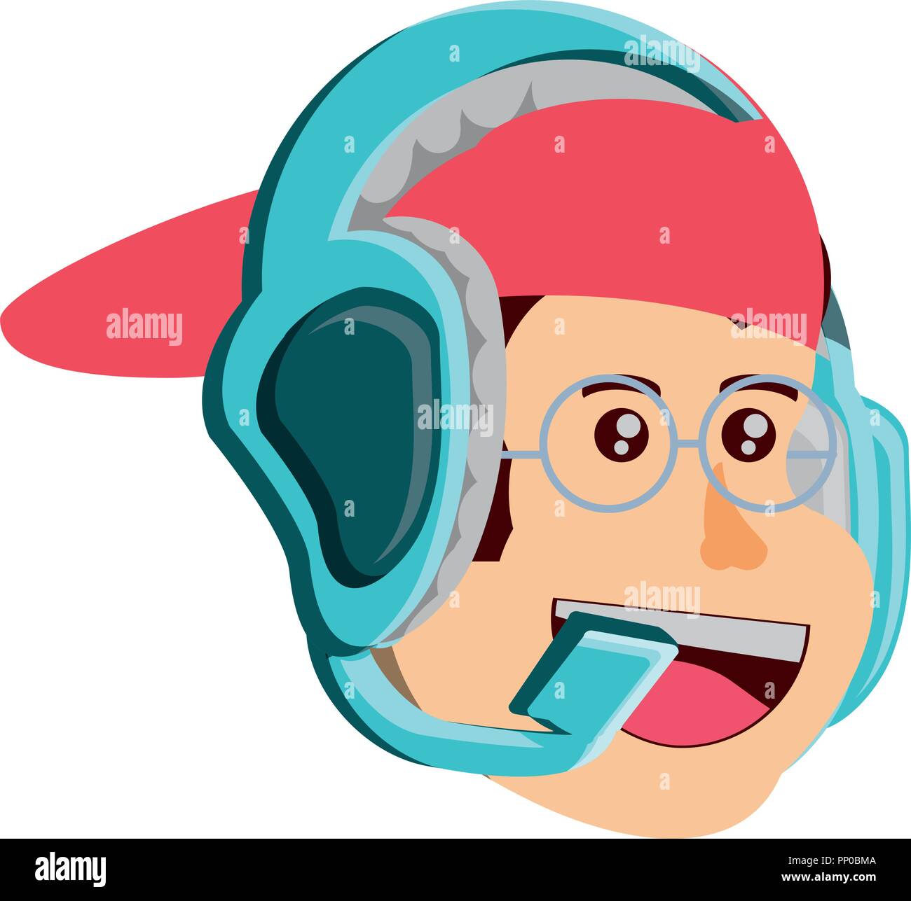 cartoon man with headset over white background, vector illustration ...