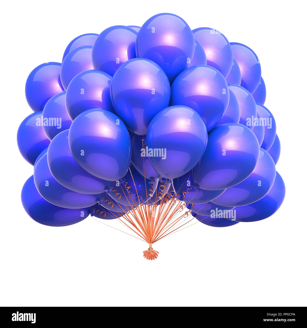 Balloons party decoration blue shiny. Helium balloon bunch. Birthday ...