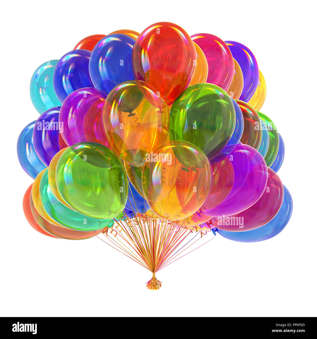 Colorful party balloon glossy multicolor. Helium balloons bunch ...