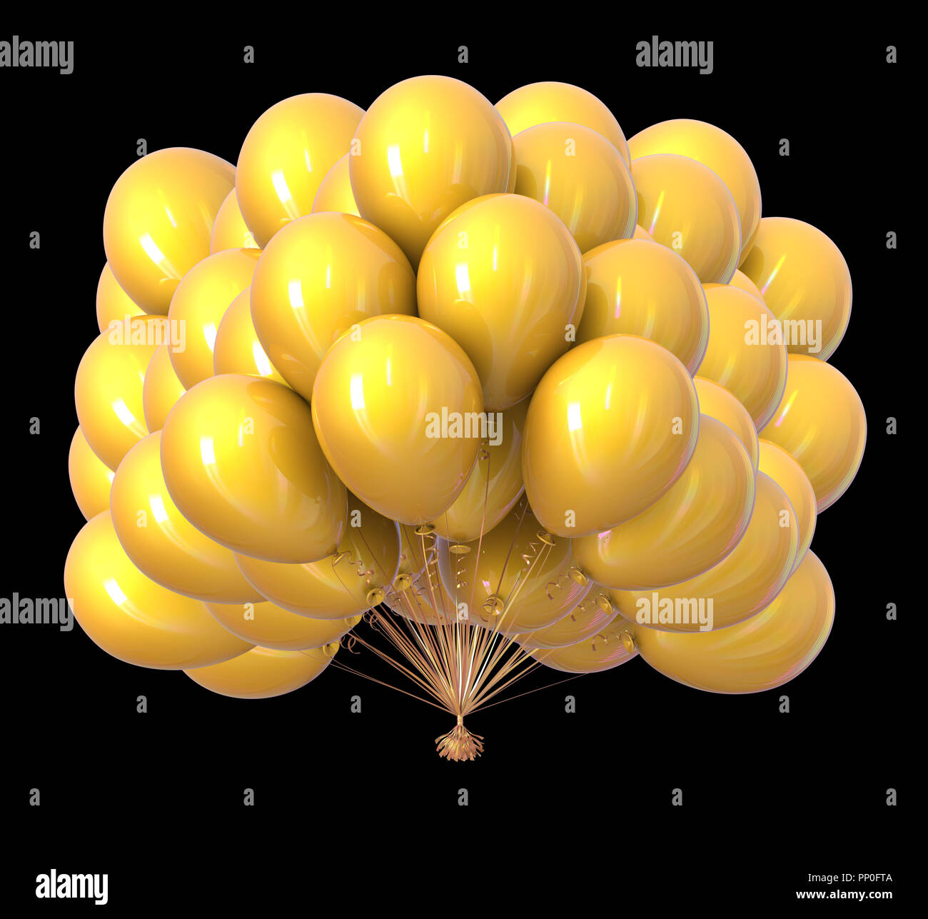 birthday balloon bunch yellow. helium balloons party decoration shiny ...