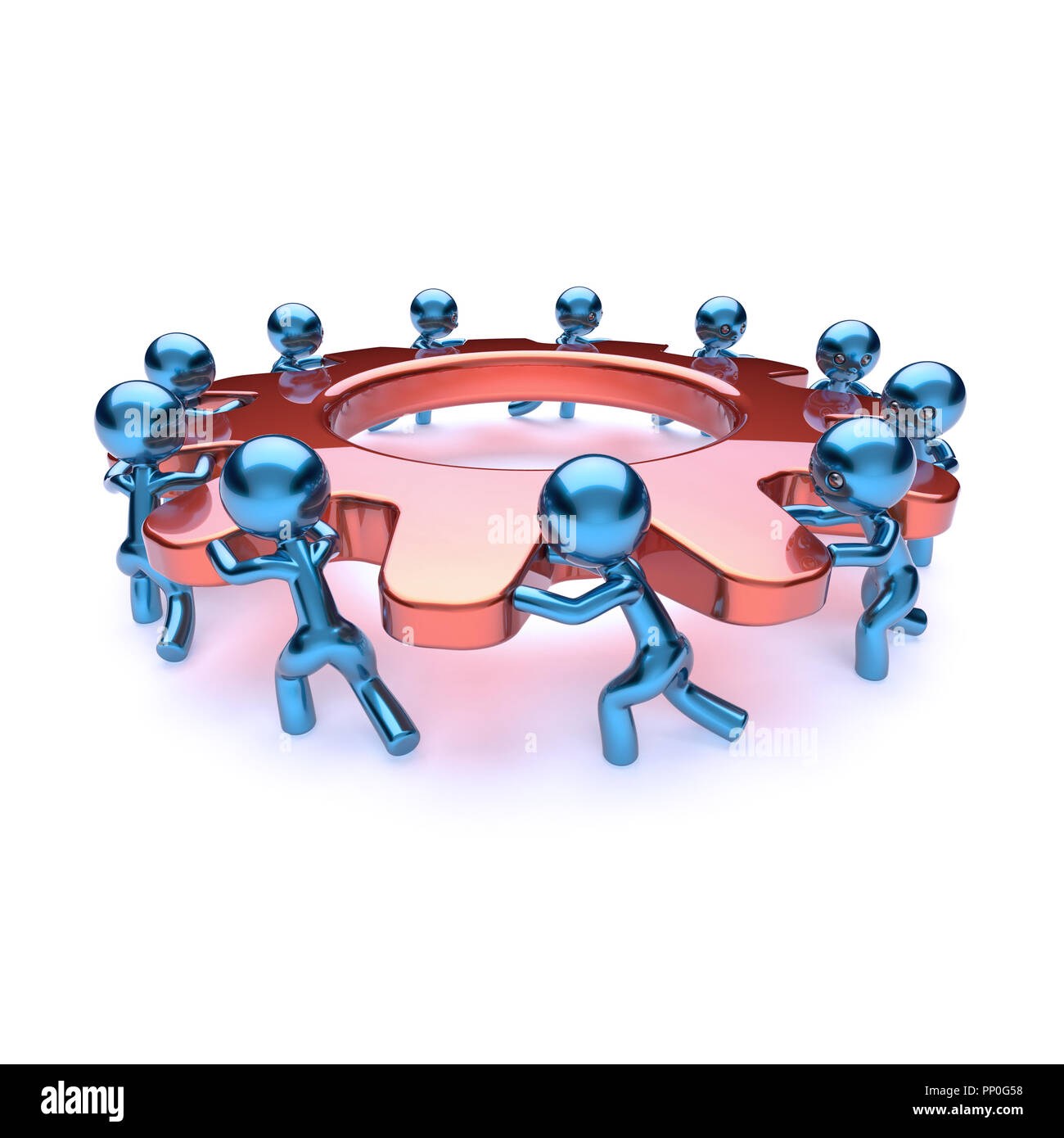 Teamwork gear wheel characters, cogwheel business process. Team work ...