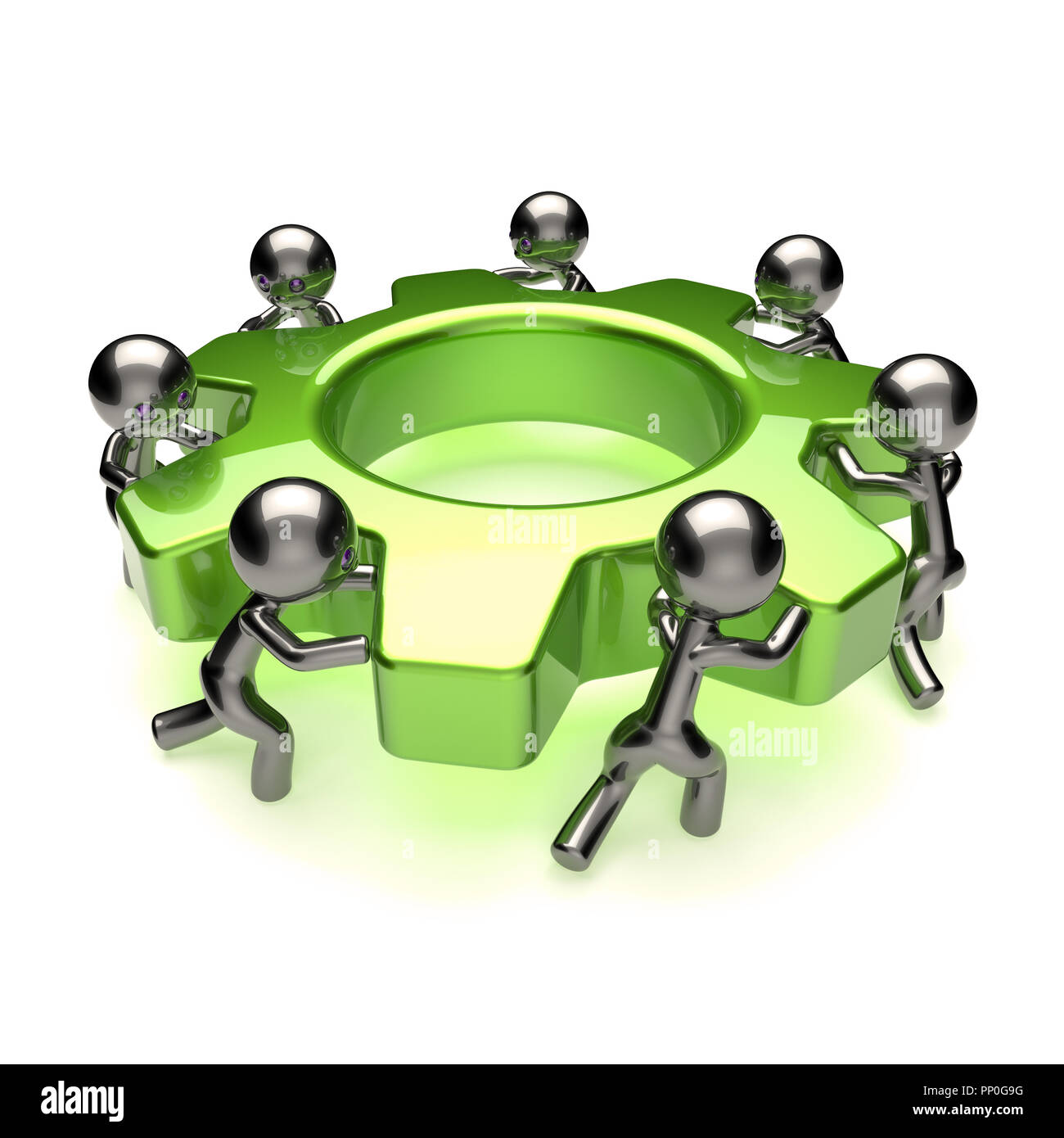 Partnership, manpower, worker characters. Gear wheel teamwork, cogwheel ...