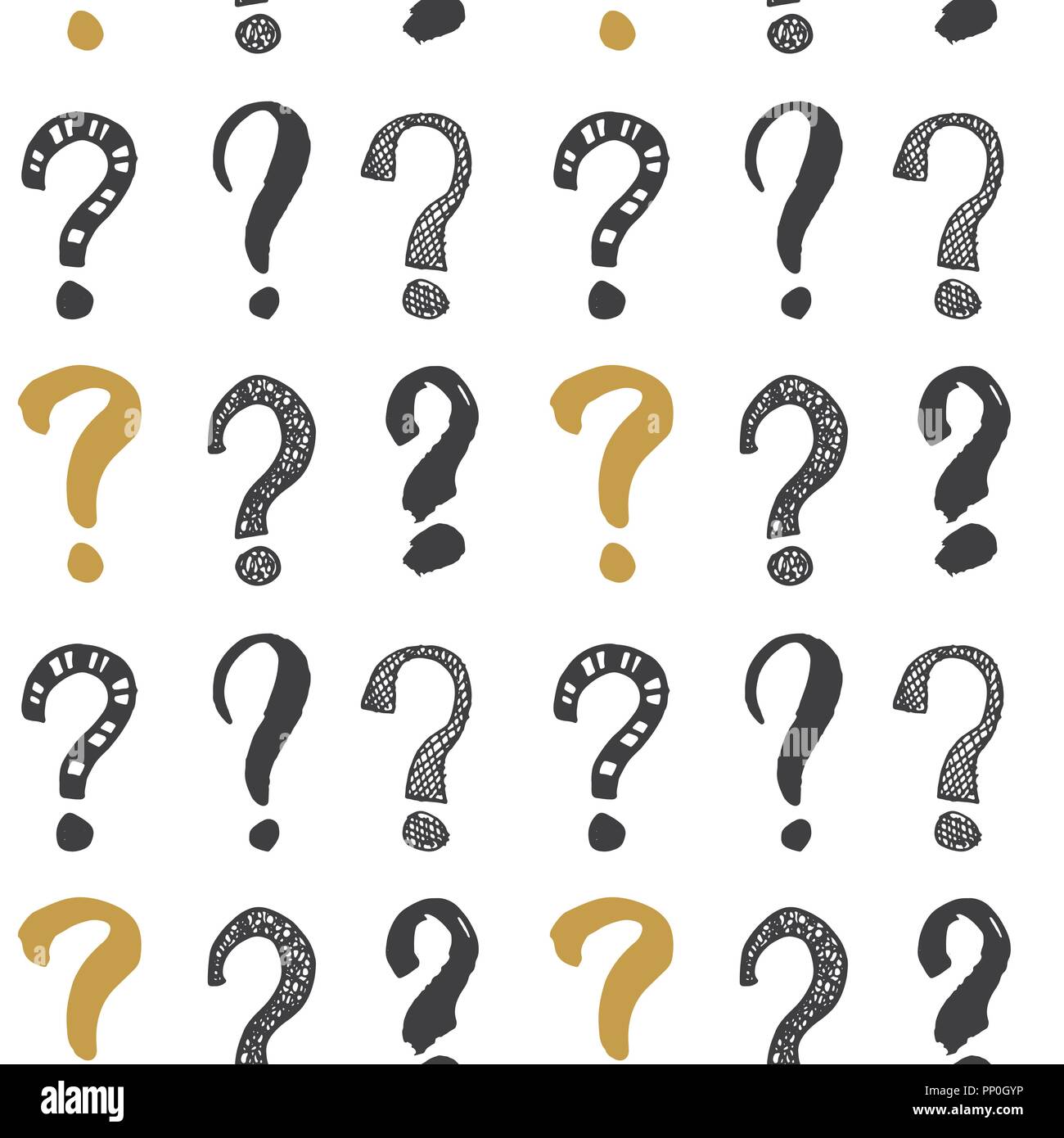 Questions marks seamless pattern. Hand drawn sketched doodle signs ...