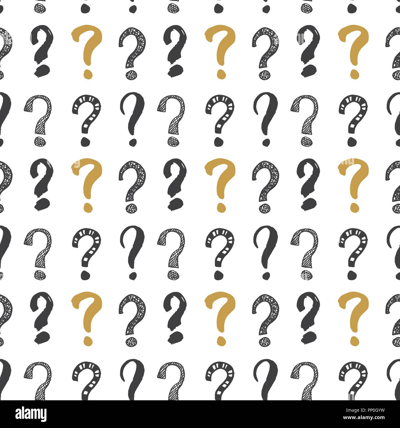 Questions marks seamless pattern. Hand drawn sketched doodle signs ...