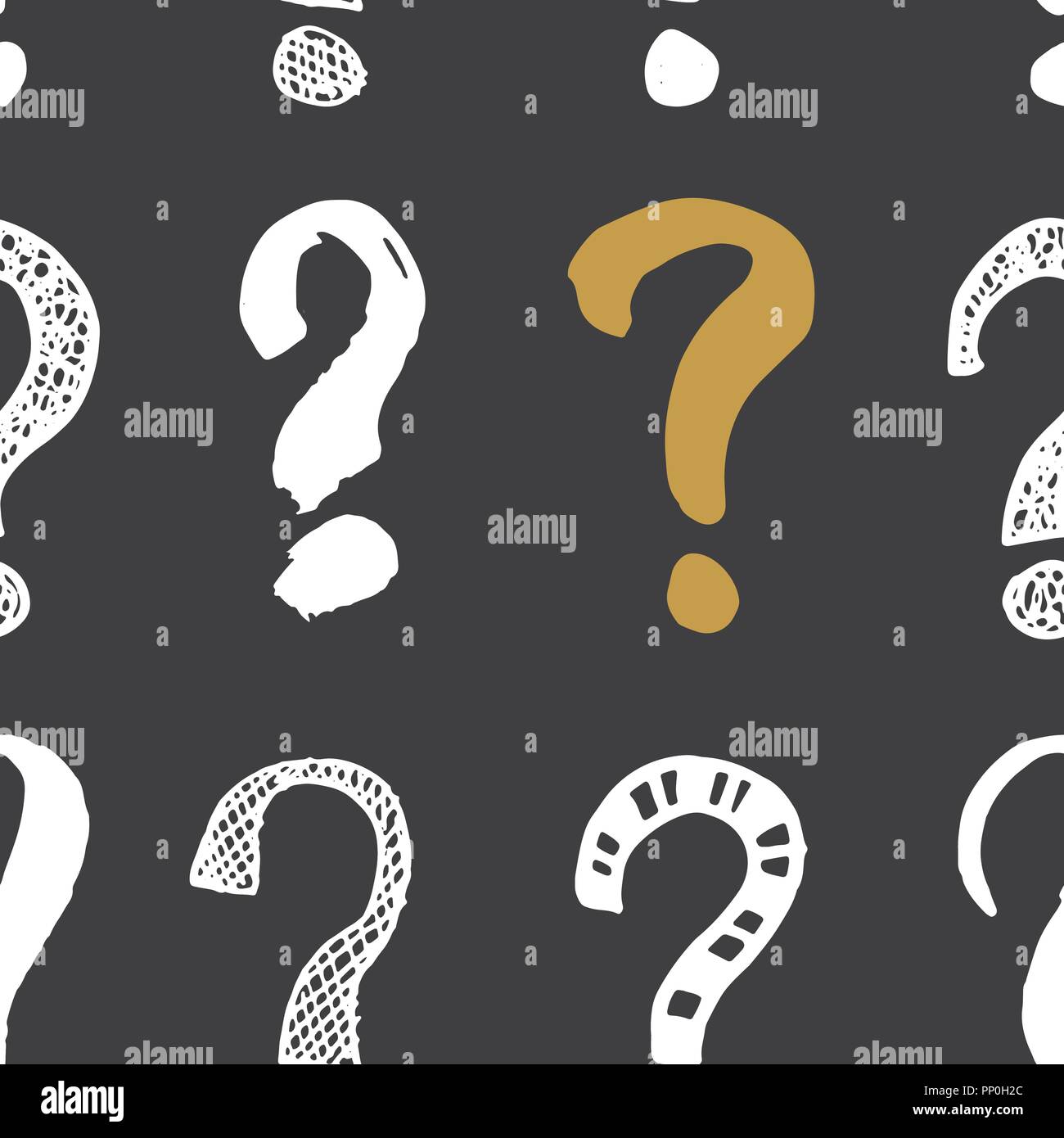 Questions marks seamless pattern. Hand drawn sketched doodle signs ...