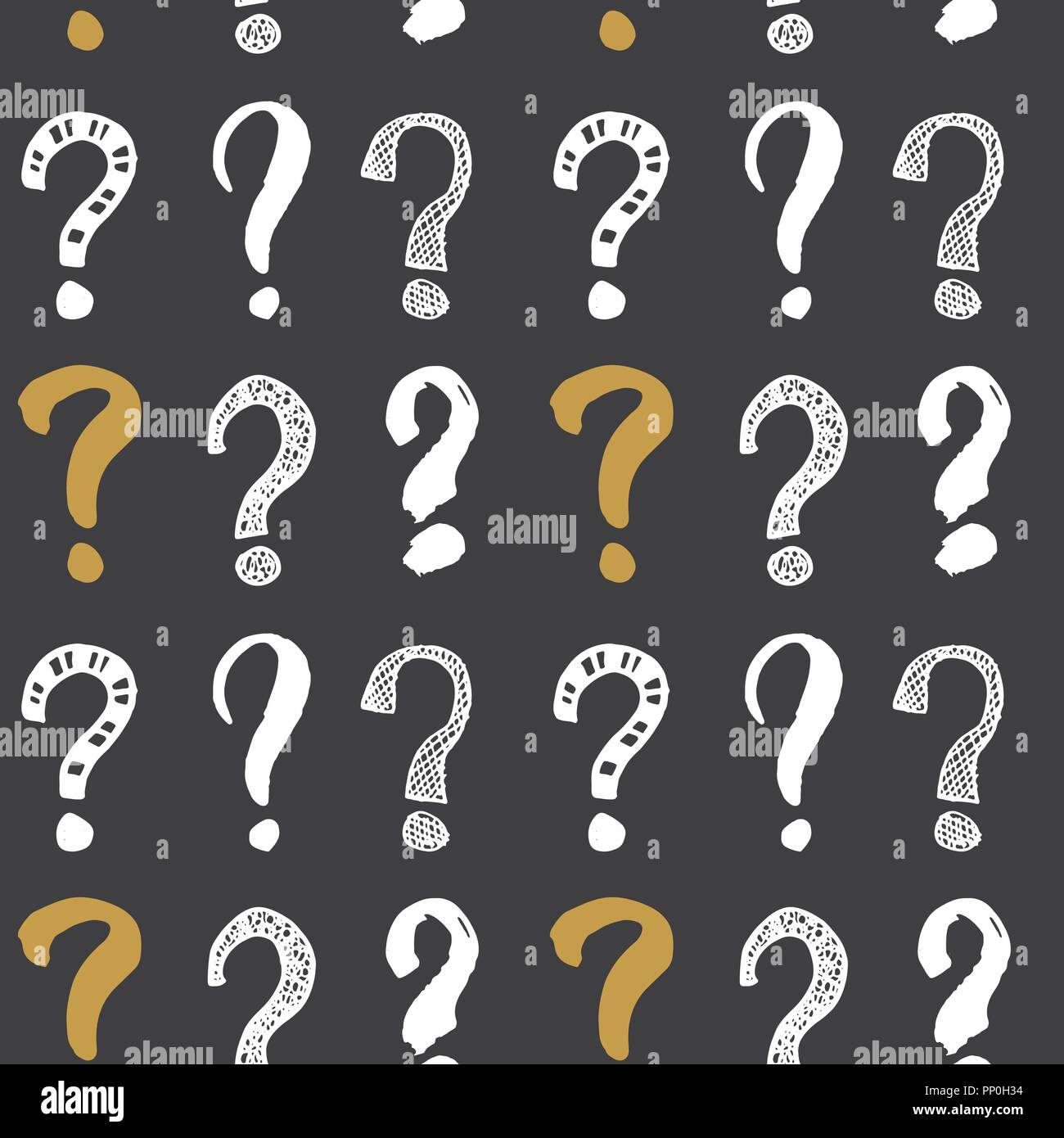 Questions marks seamless pattern. Hand drawn sketched doodle signs ...