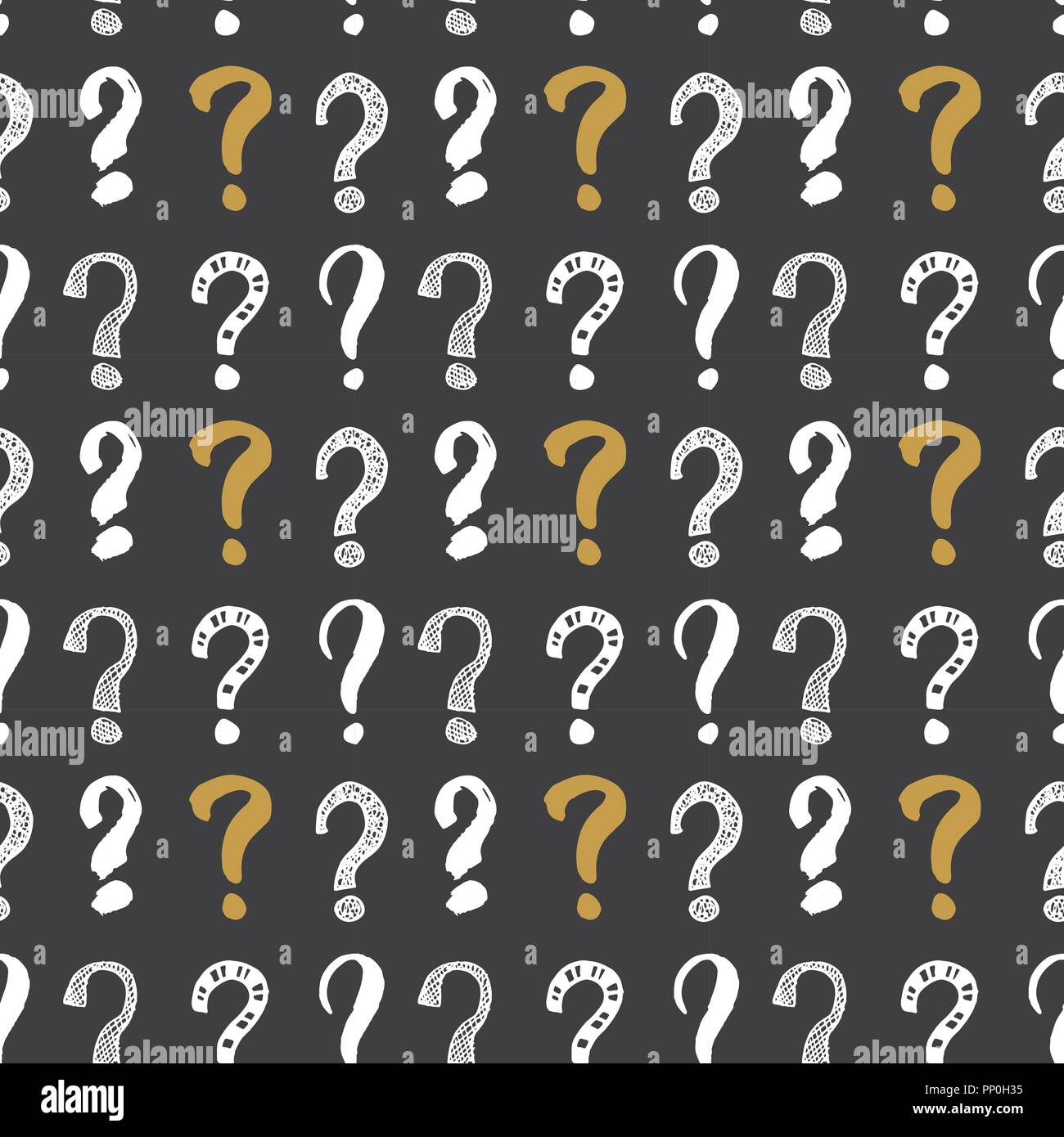 Questions marks seamless pattern. Hand drawn sketched doodle signs ...
