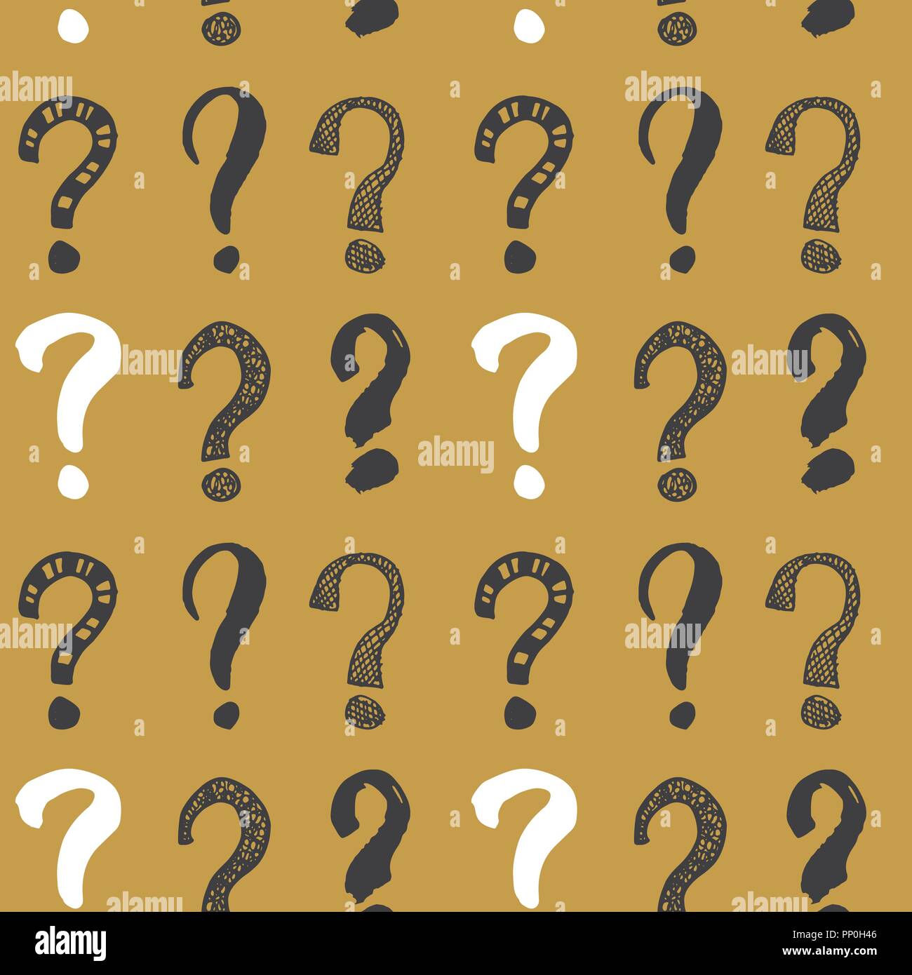 Questions marks seamless pattern. Hand drawn sketched doodle signs ...