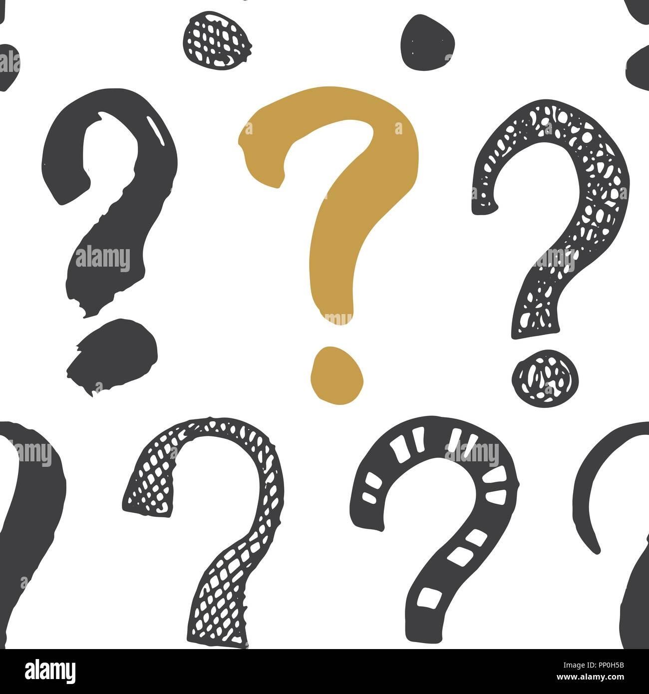 Questions marks seamless pattern. Hand drawn sketched doodle signs ...