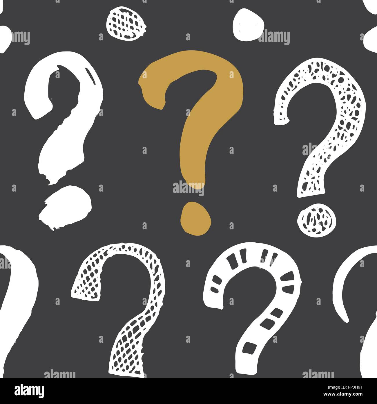 Questions marks seamless pattern. Hand drawn sketched doodle signs ...