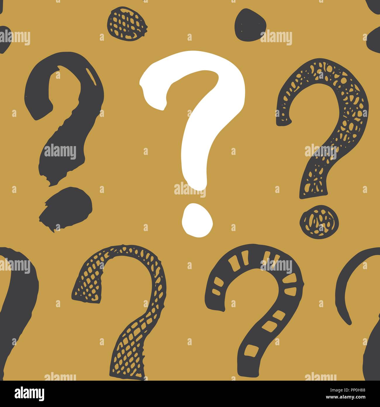 Questions marks seamless pattern. Hand drawn sketched doodle signs ...