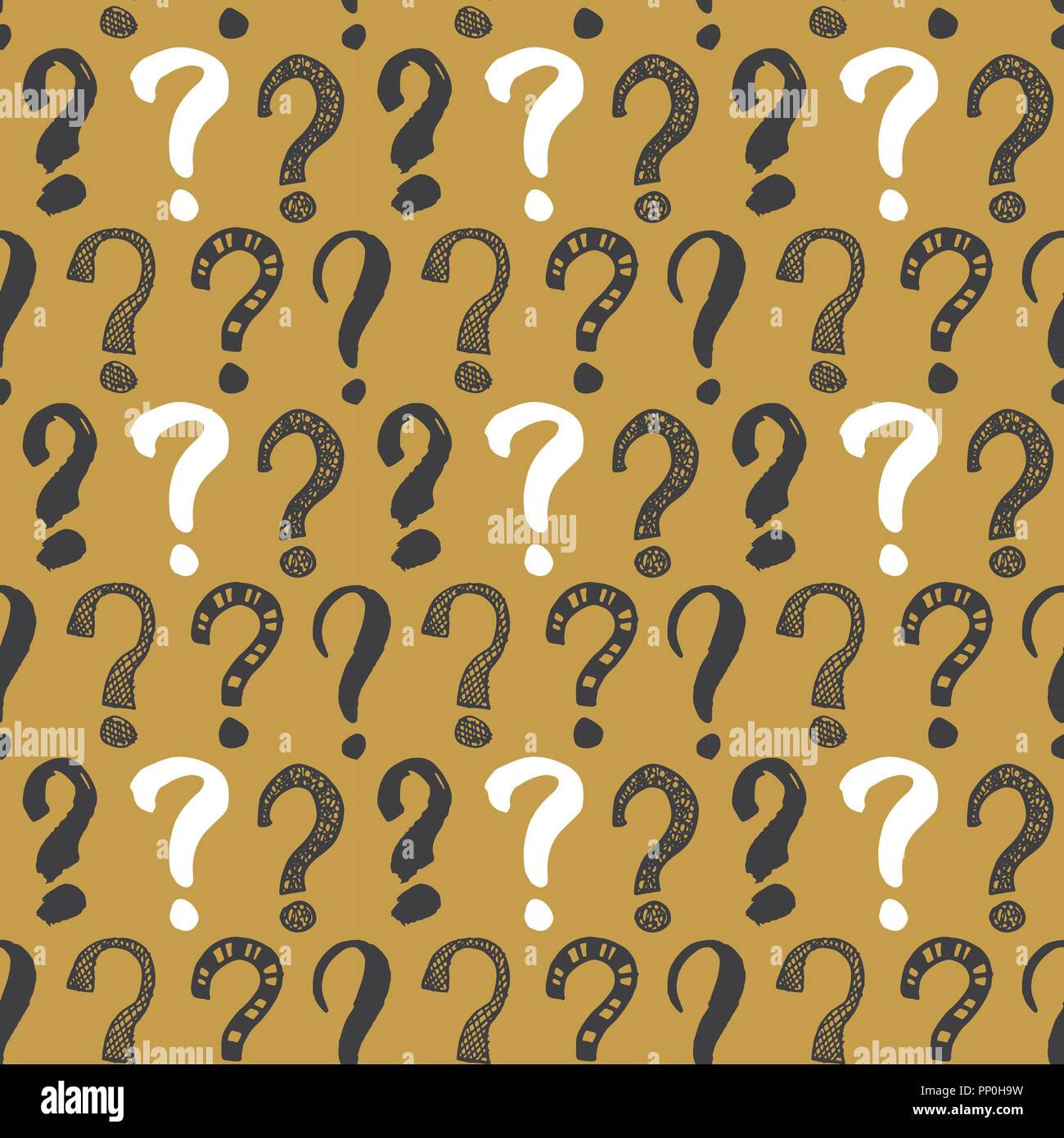 Questions marks seamless pattern. Hand drawn sketched doodle signs ...