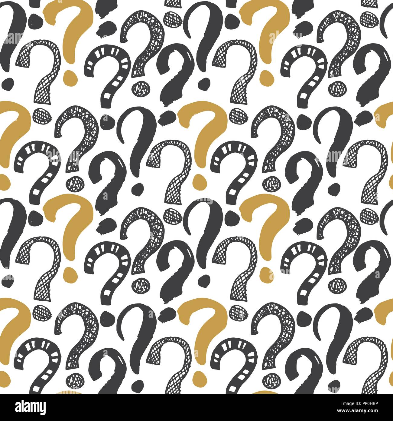 Questions marks seamless pattern. Hand drawn sketched doodle signs ...
