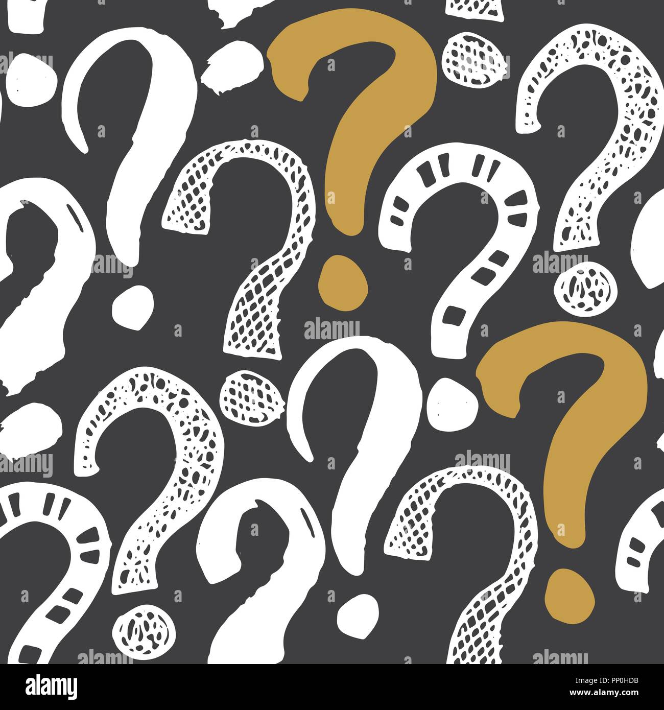 Questions marks seamless pattern. Hand drawn sketched doodle signs ...
