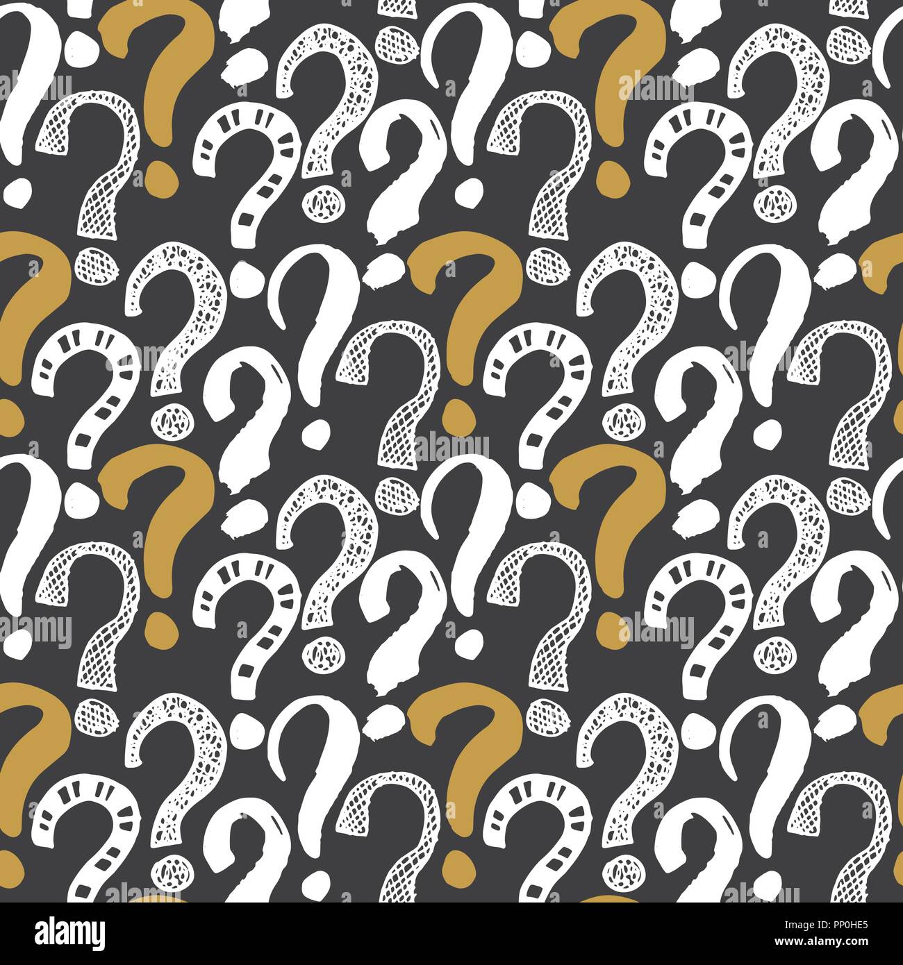 Questions marks seamless pattern. Hand drawn sketched doodle signs ...