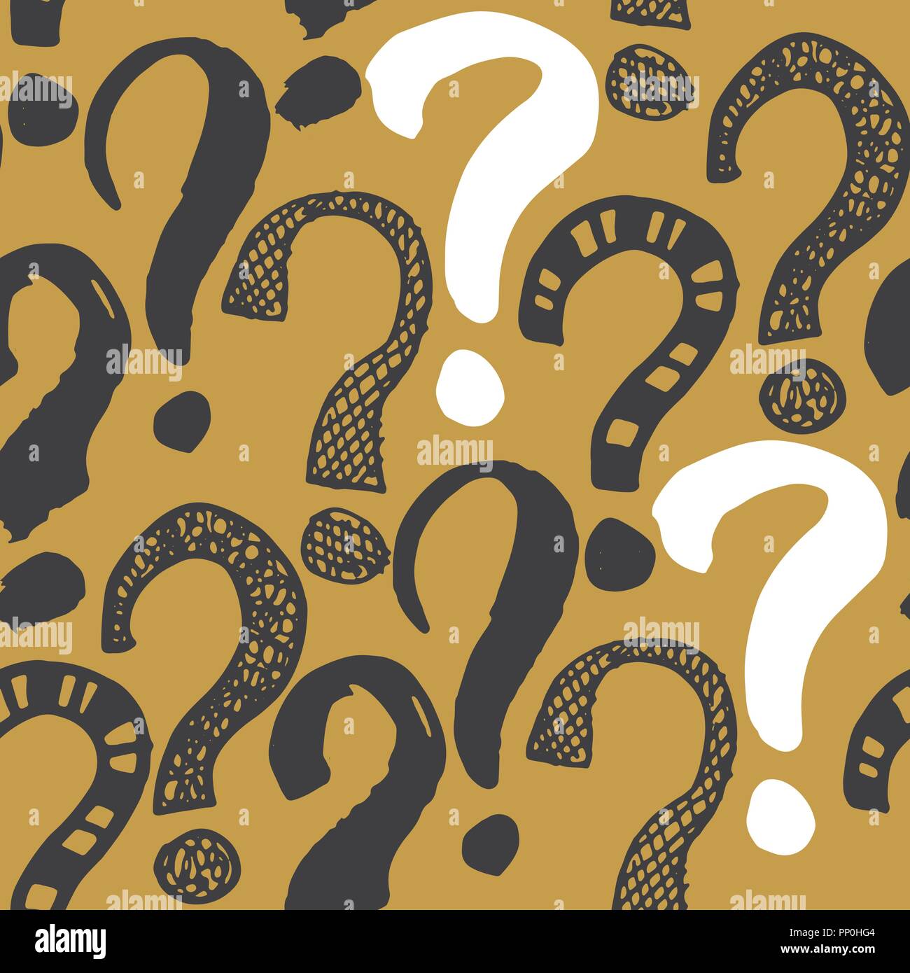 Questions marks seamless pattern. Hand drawn sketched doodle signs ...
