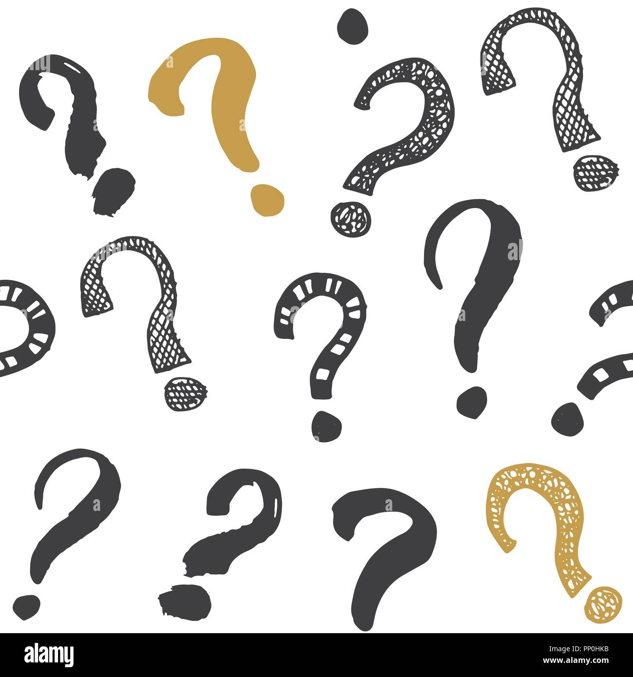 Questions marks seamless pattern. Hand drawn sketched doodle signs ...