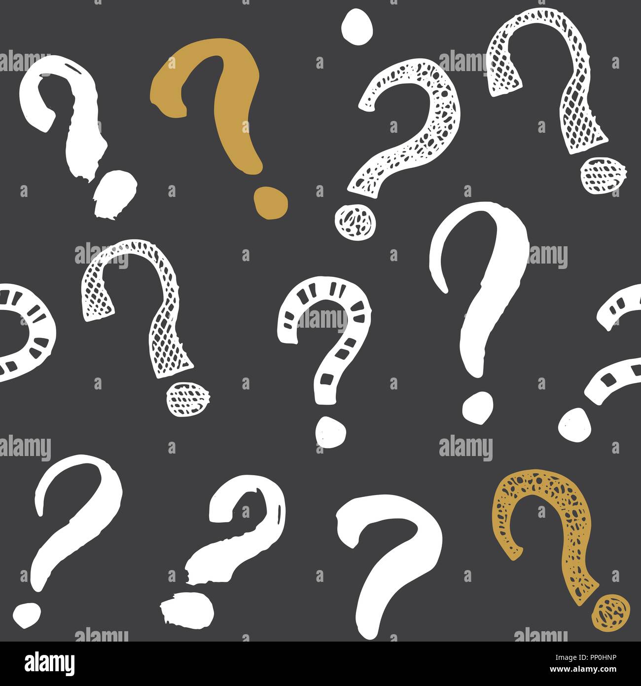 Questions marks seamless pattern. Hand drawn sketched doodle signs ...