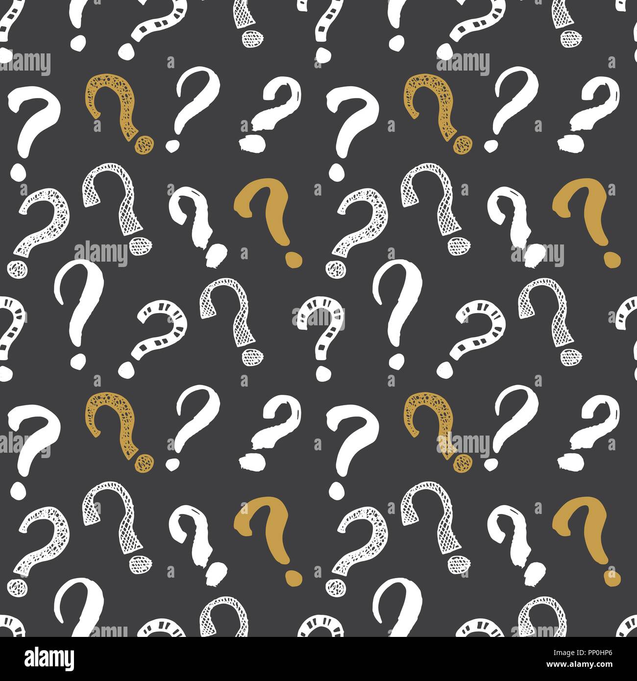 Questions marks seamless pattern. Hand drawn sketched doodle signs ...