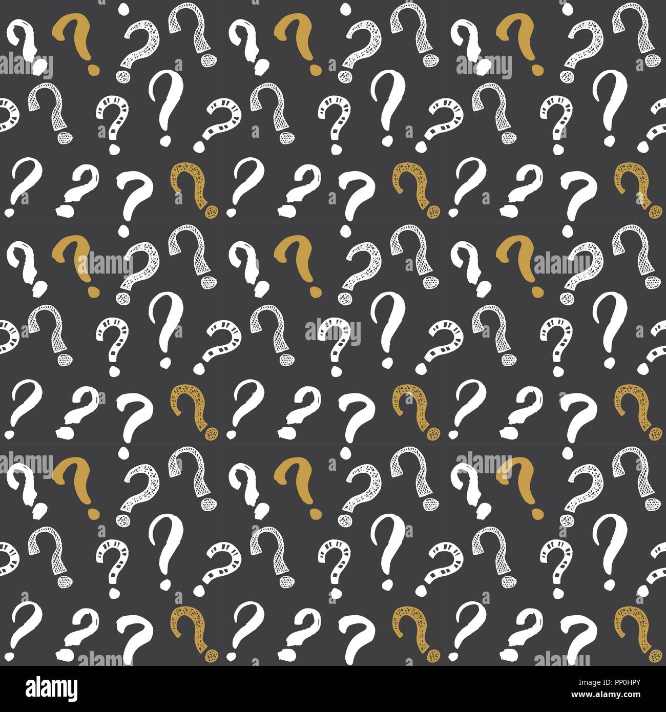 Questions marks seamless pattern. Hand drawn sketched doodle signs ...
