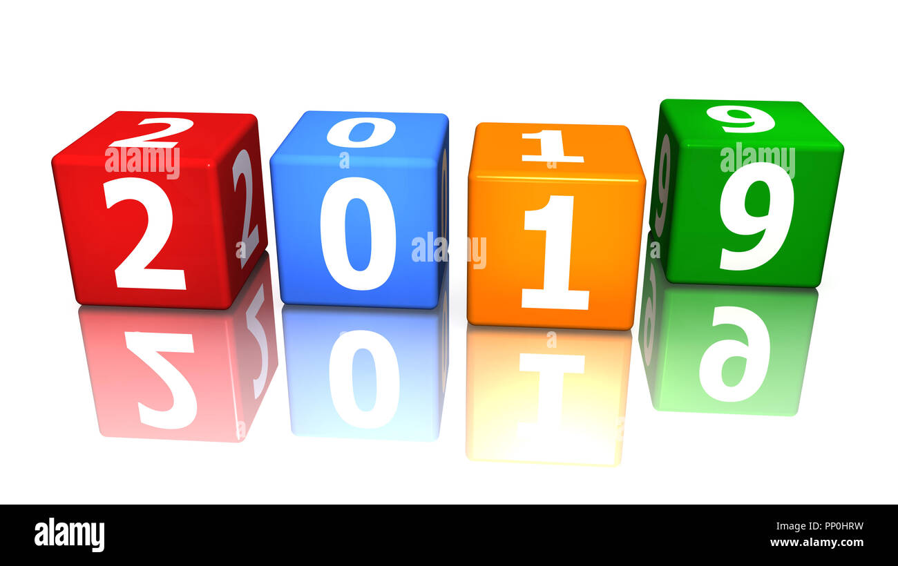 cube 2019 colored 3d rendering Stock Photo - Alamy