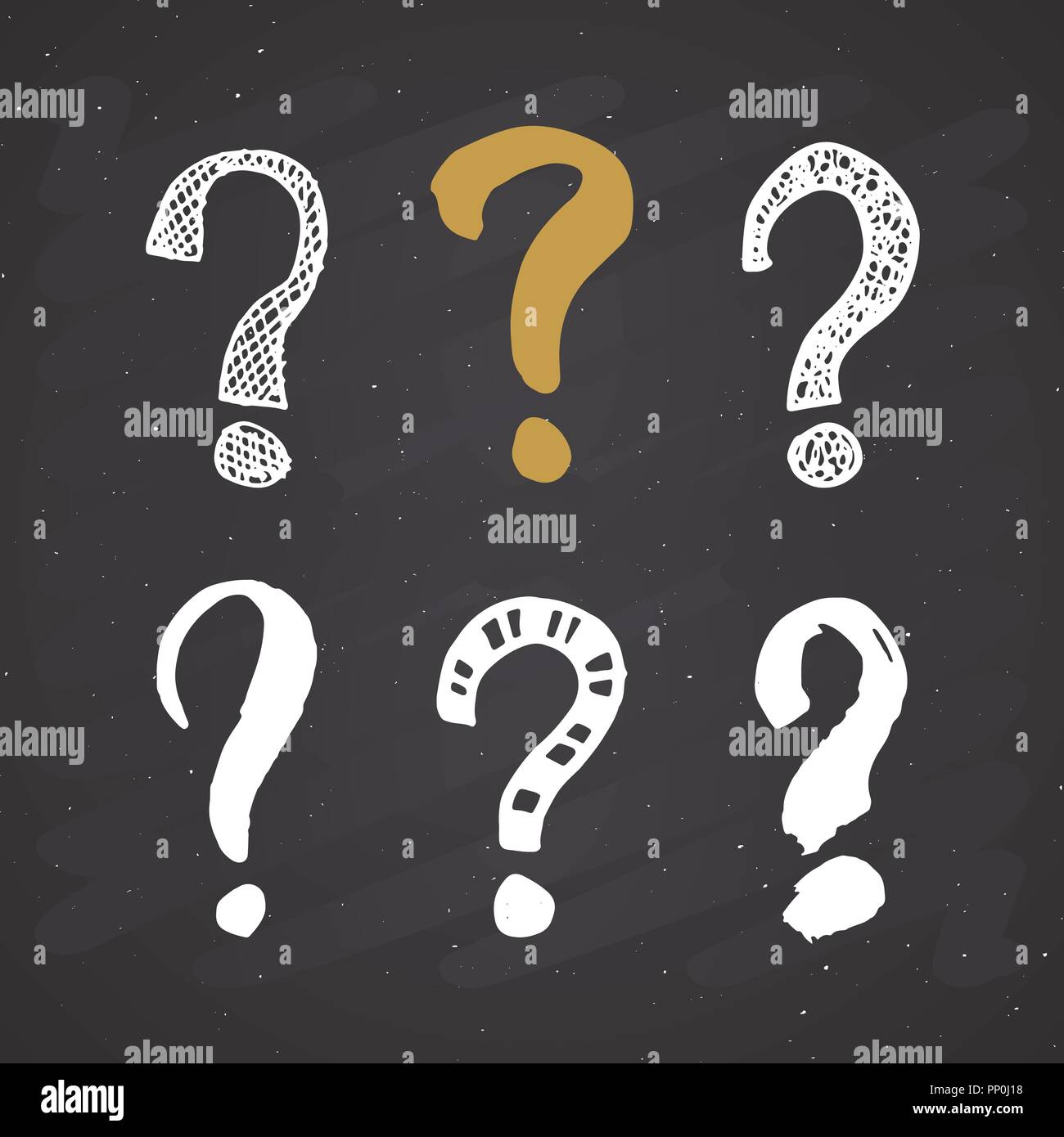 Questions marks doodle set. Hand drawn grunge signs. Vector ...