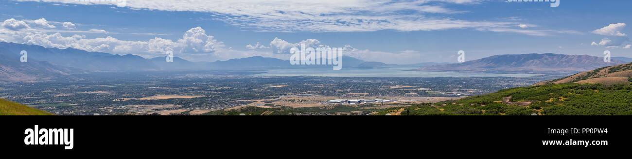 Panoramic Landscape view from Travers Mountain of Provo, Utah County ...