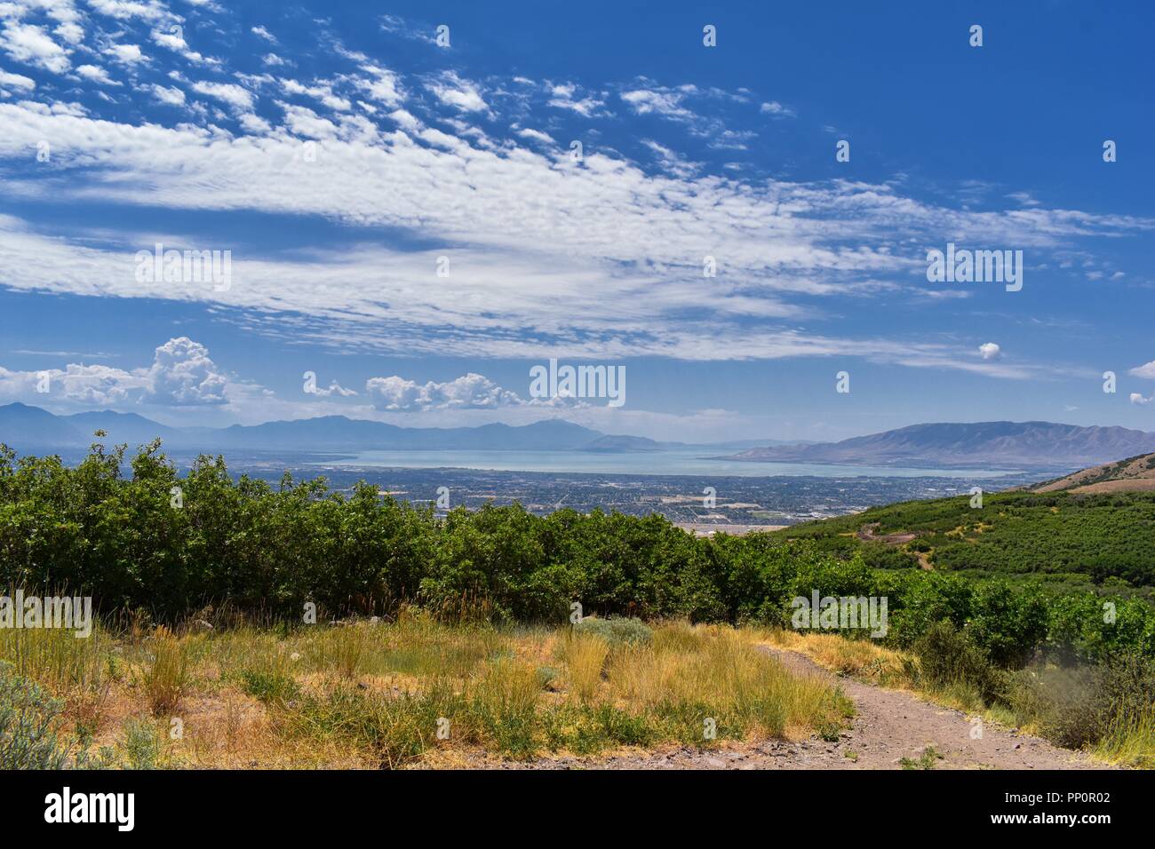 Panoramic Landscape view from Travers Mountain of Provo, Utah County ...
