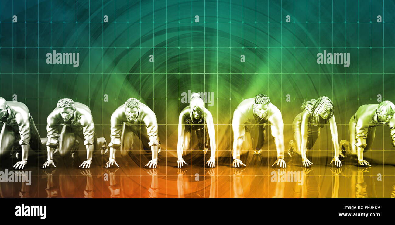 Business Success Concept with Running Men Art Stock Photo - Alamy