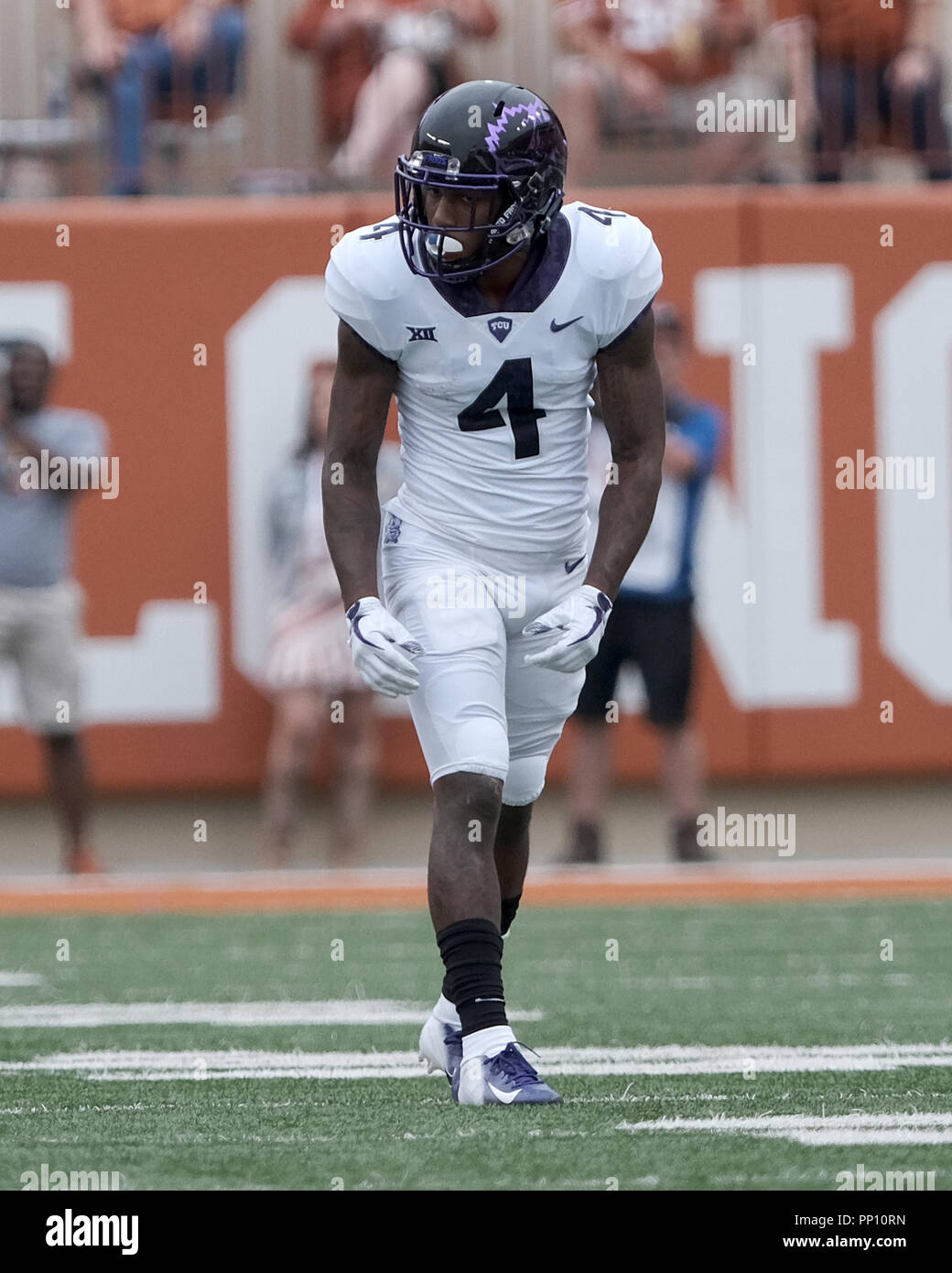 Sept 22, 2018. Taye Barber #4 of the TCU Horned Frogs in action the ...