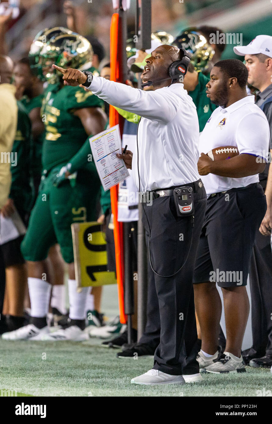 Tampa, Florida, USA. 22nd Sep, 2018. South Florida Bulls head coach ...