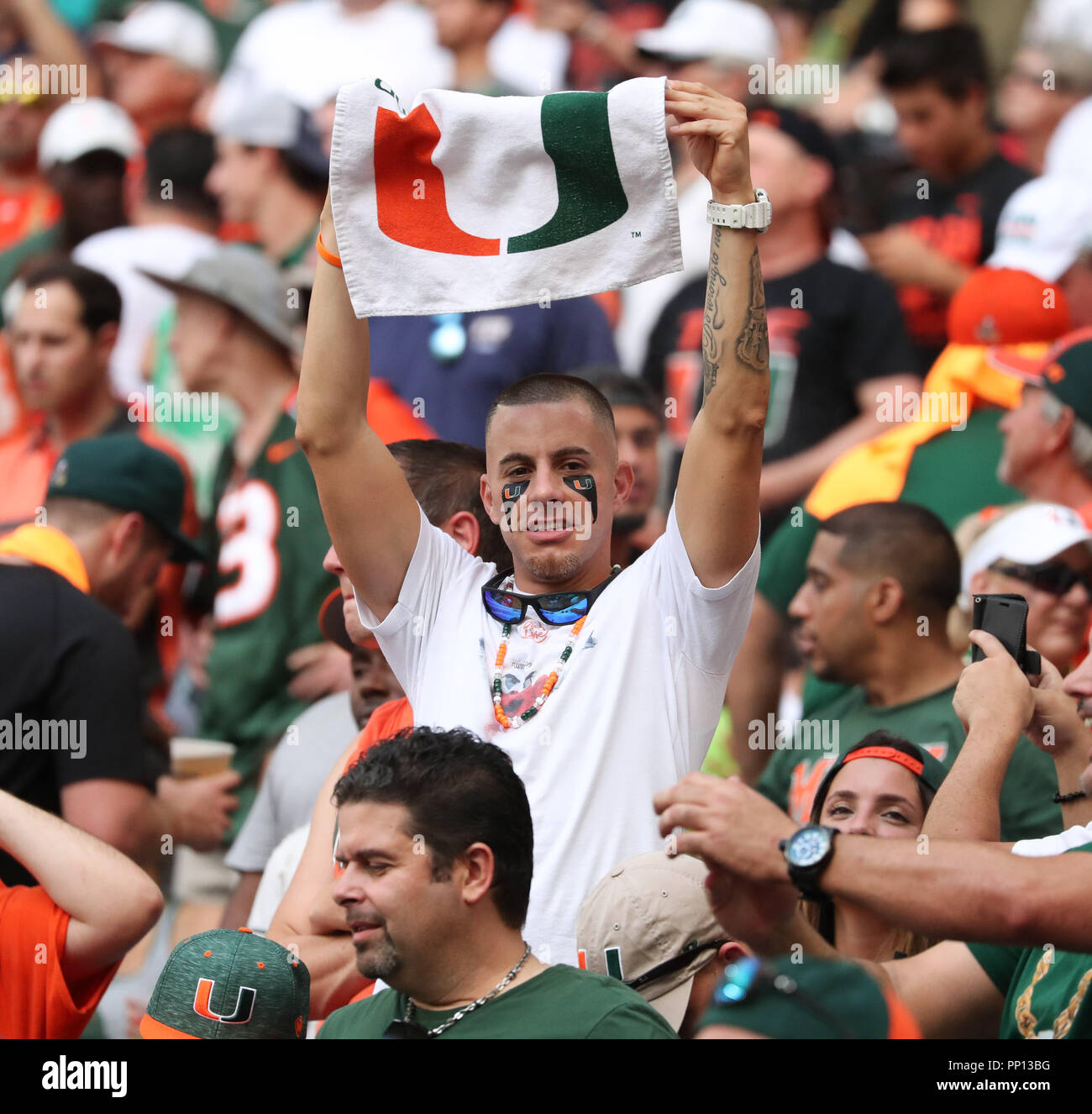 Miami Gardens, Florida, USA. 22nd Sep, 2018. Miami Hurricanes fans show ...