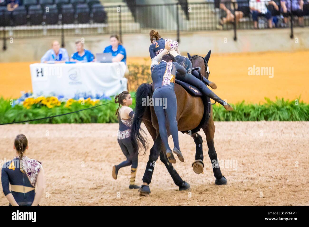 North Carolina, USA . 22nd Sep, 2018. Vaulting Squad Competition. Round ...