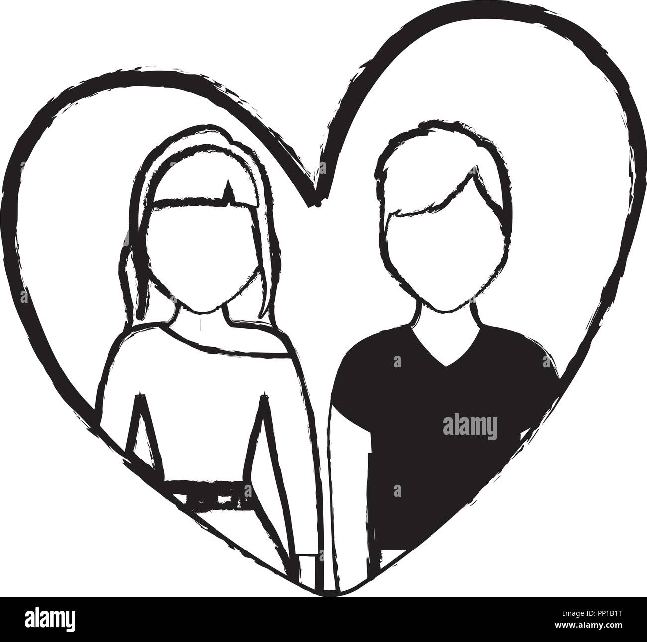 Couple In A Heart Over White Background Vector Illustration Stock Vector Image And Art Alamy