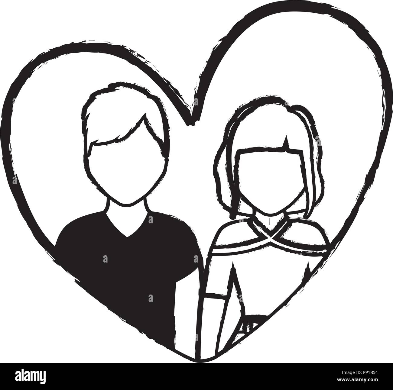 Couple In A Heart Over White Background Vector Illustration Stock Vector Image And Art Alamy