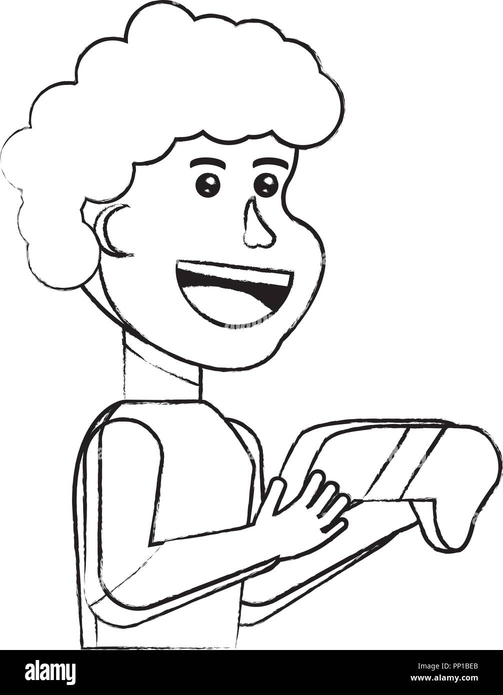 cartoon boy with videogame controller over white background, vector ...