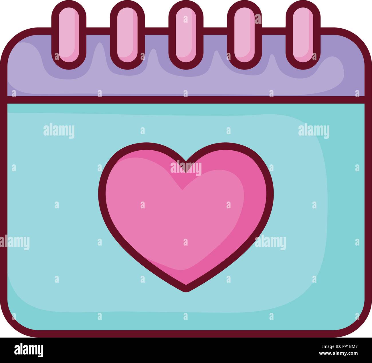 calendar with heart icon over white background, vector illustration ...