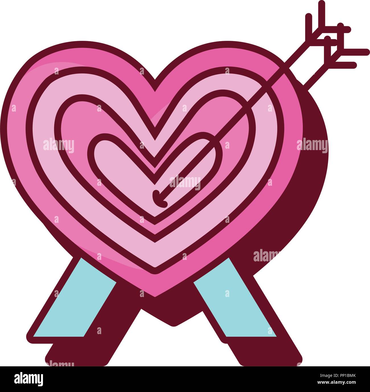 target in heart shape over white background, vector illustration Stock ...
