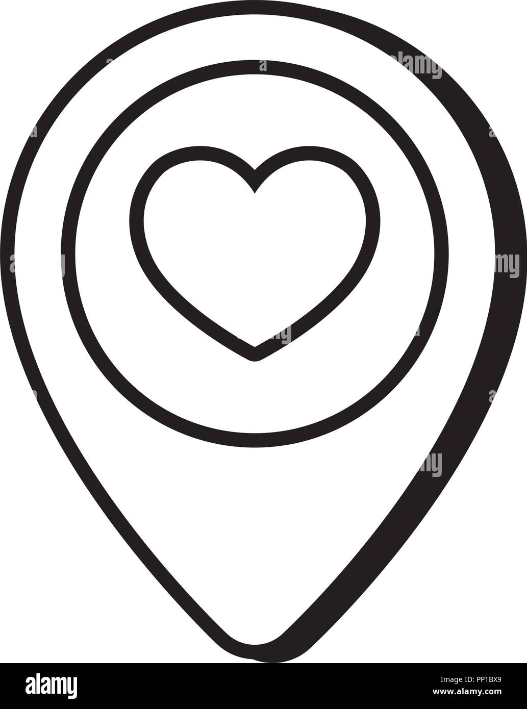 location pin with heart icon over white background, vector illustration ...