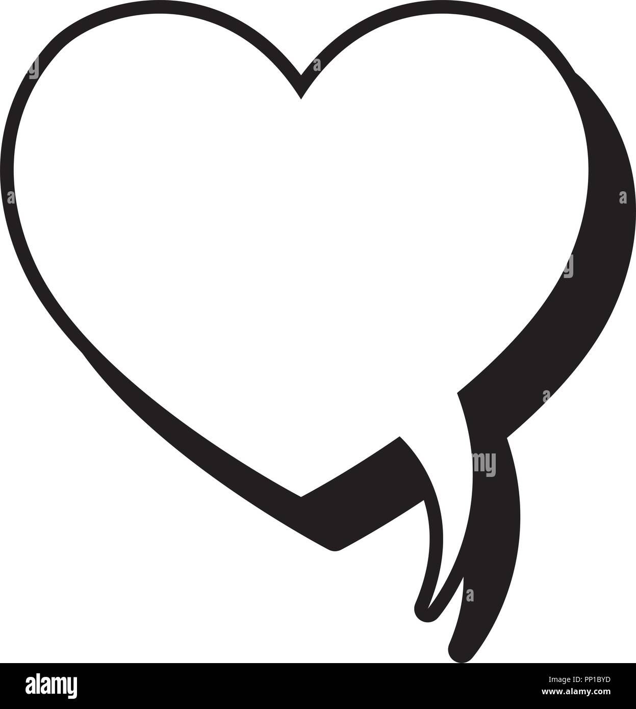 speech bubble in heart shape over white background, vector illustration ...