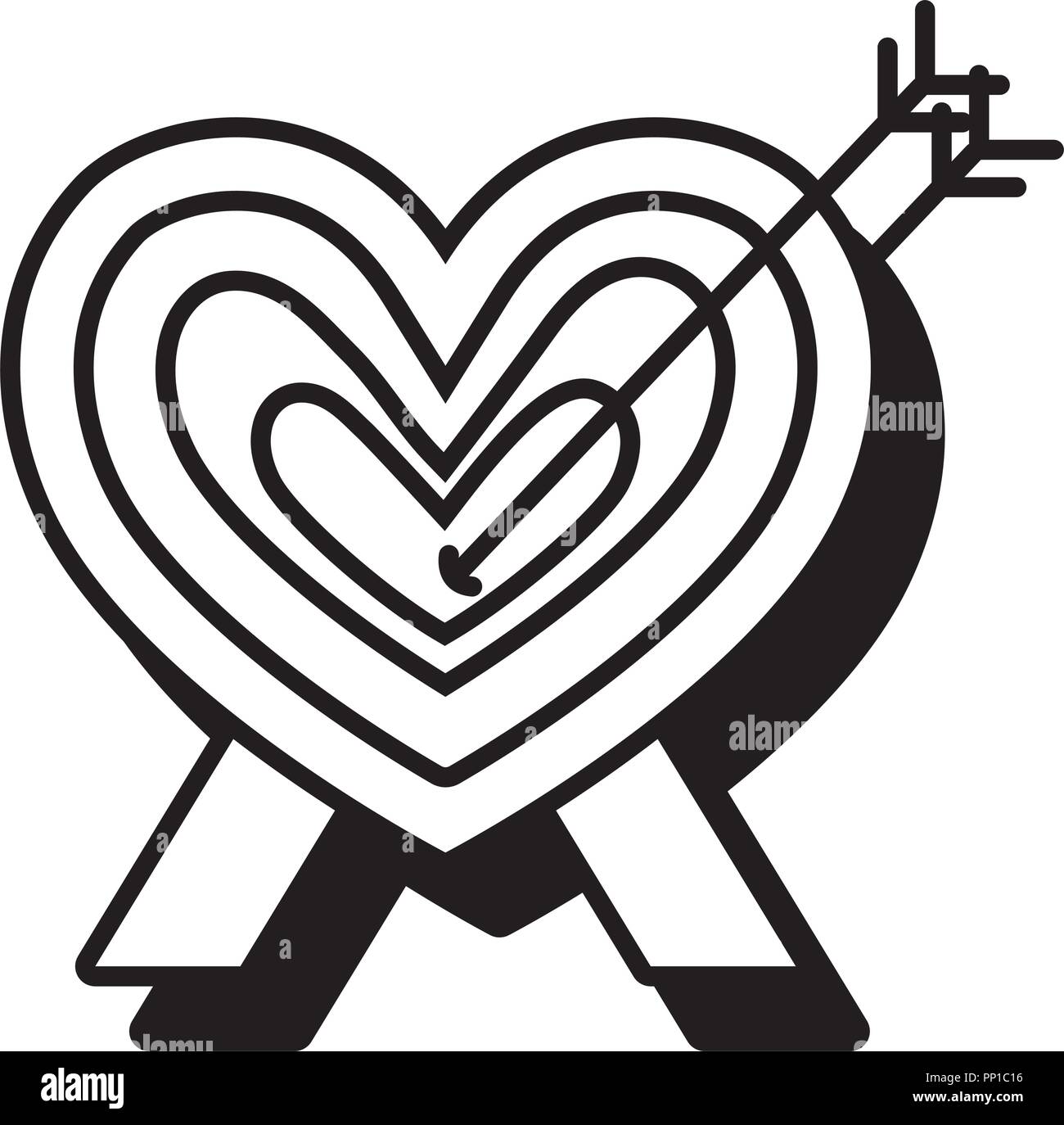 target in heart shape over white background, vector illustration Stock ...