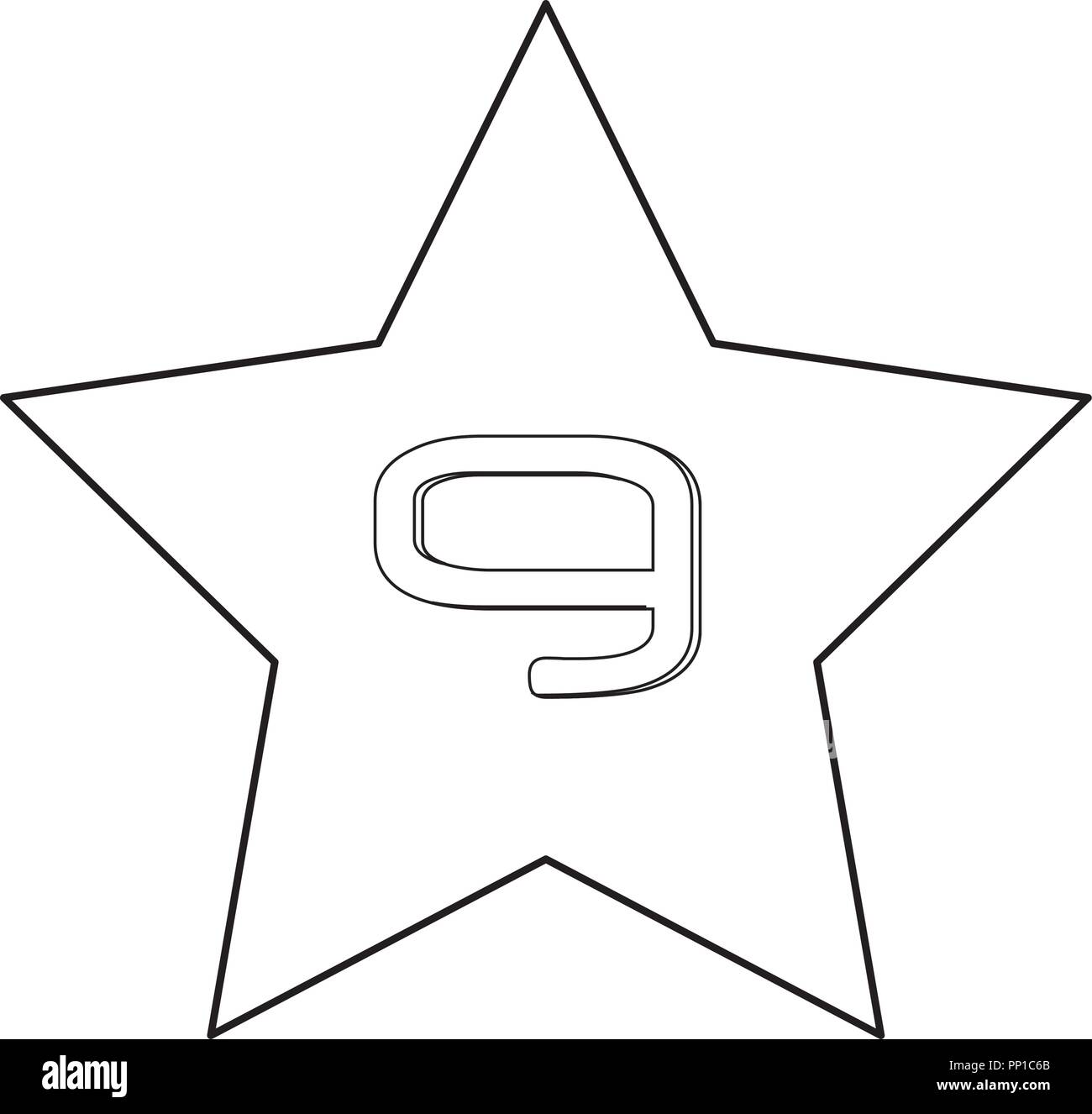 star with number 9 over white background, vector illustration Stock ...