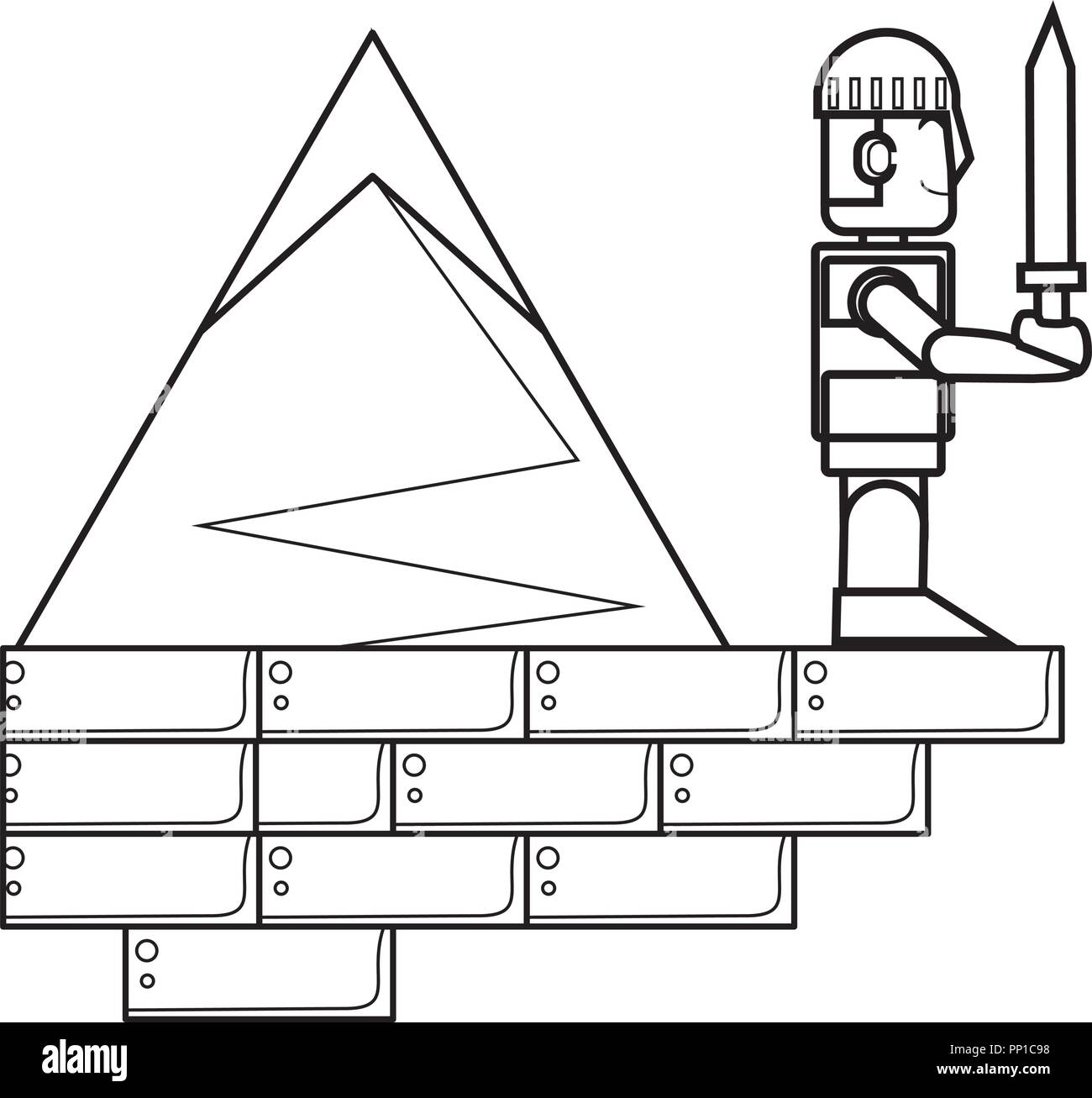 videogame knight character and mountain over white background, vector ...