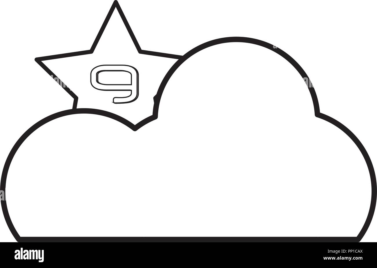 cloud with star icon over white background, vector illustration Stock ...
