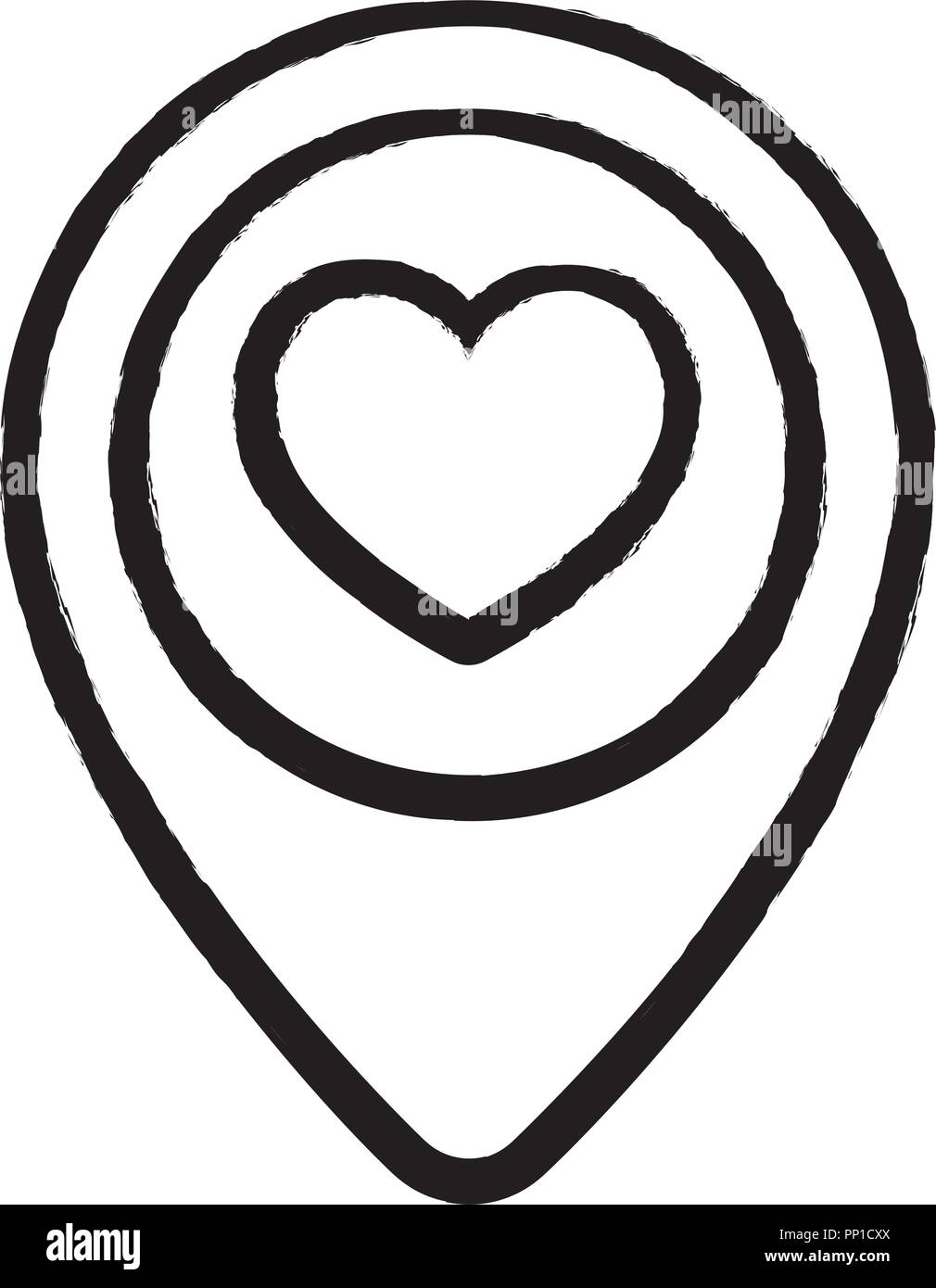 location pin with heart icon over white background, vector illustration ...